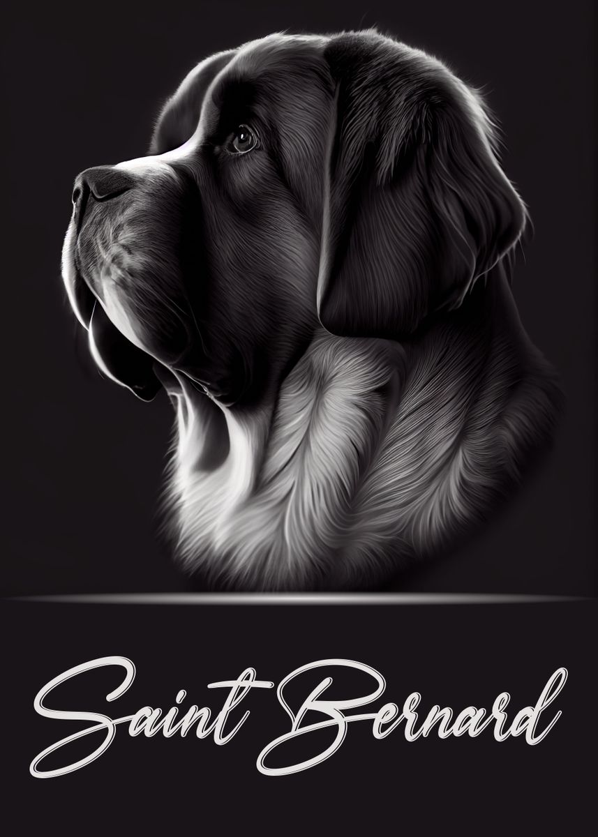 'Saint Bernard Portrait' Poster, picture, metal print, paint by ...
