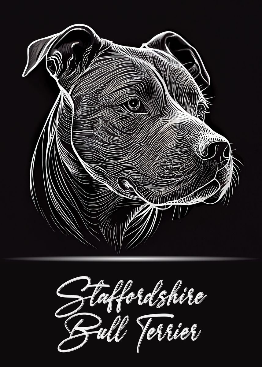 'Staffordshire Bull Terrier' Poster, picture, metal print, paint by Artistic Paradigms | Displate