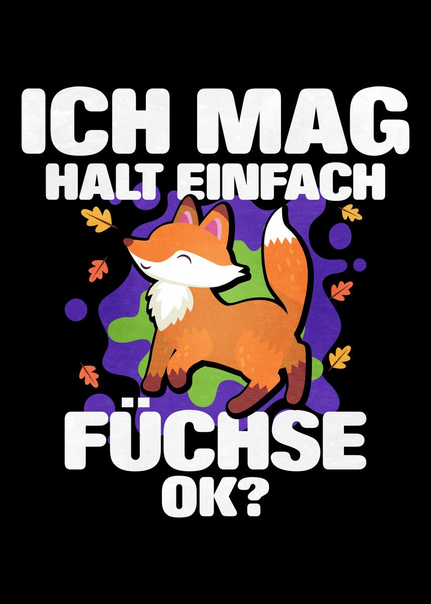 'Fox German Quote' Poster, picture, metal print, paint by Hexor | Displate