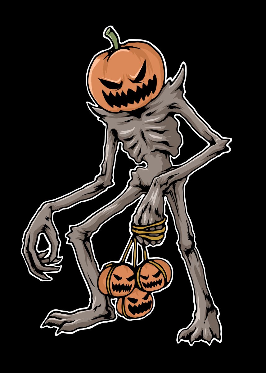 'Halloween Pumpkin Monster' Poster, picture, metal print, paint by ...