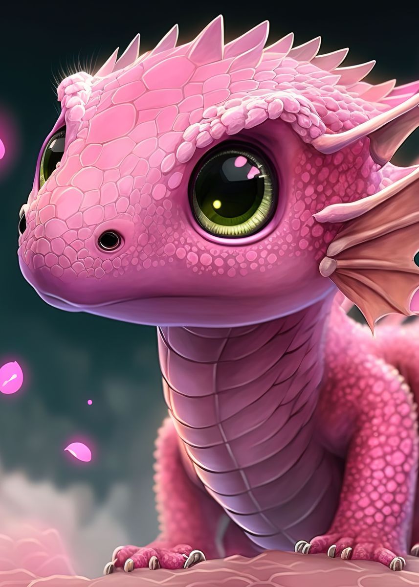 'cute dragon ' Poster, picture, metal print, paint by Jena | Displate