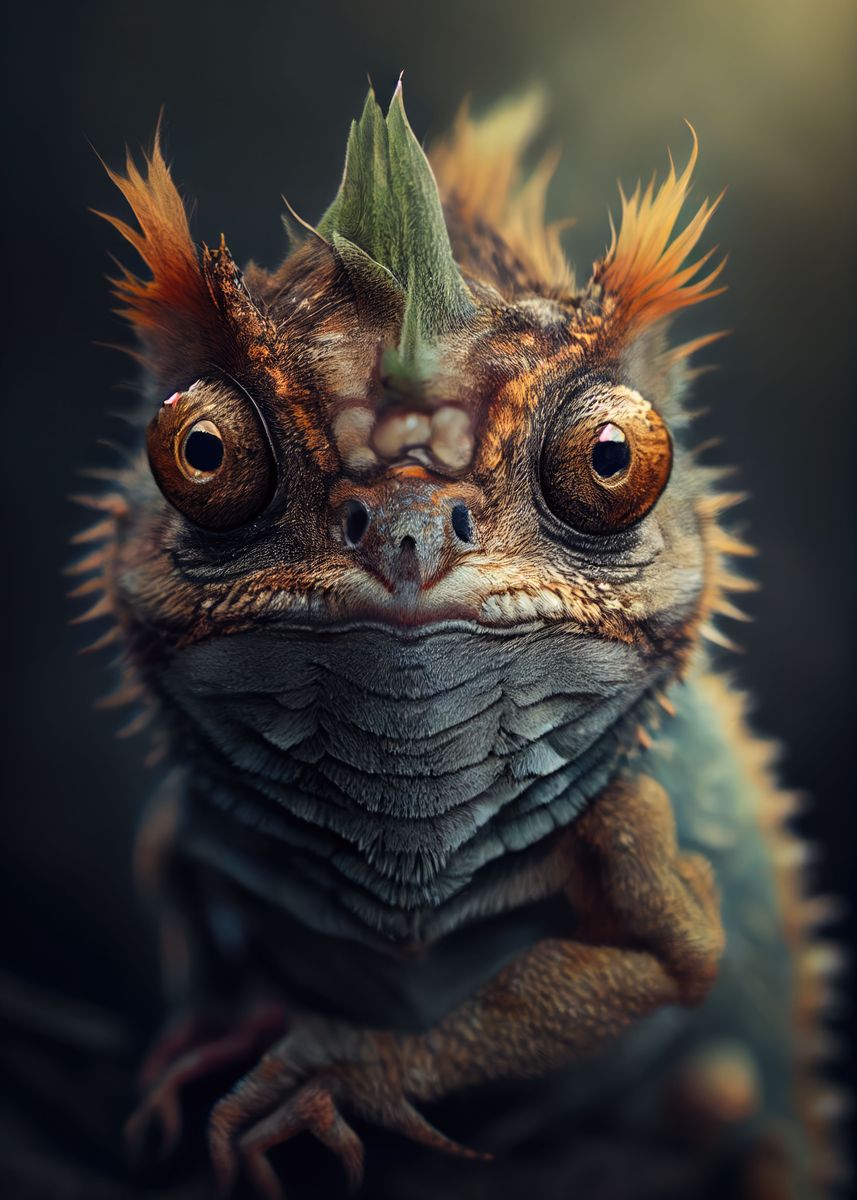 'Chameleons Colorful Face' Poster, picture, metal print, paint by 21 ...