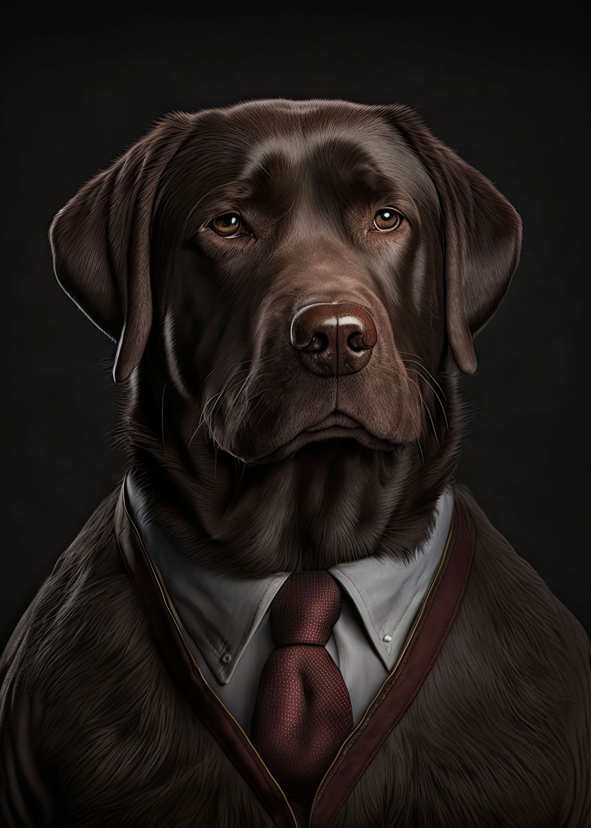 'Labrador in a Mens Suit' Poster, picture, metal print, paint by ...