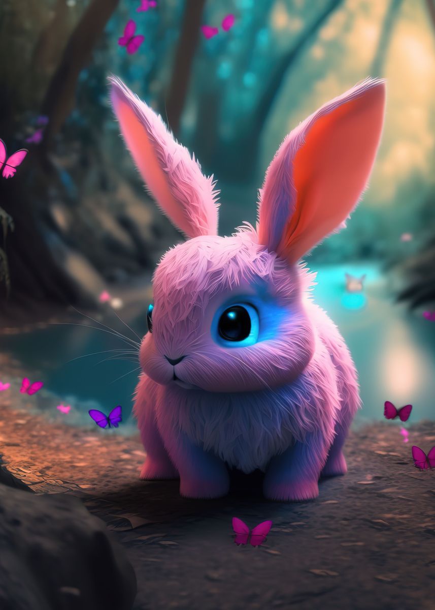 'rabbit cute ' Poster, picture, metal print, paint by Chester Draper ...