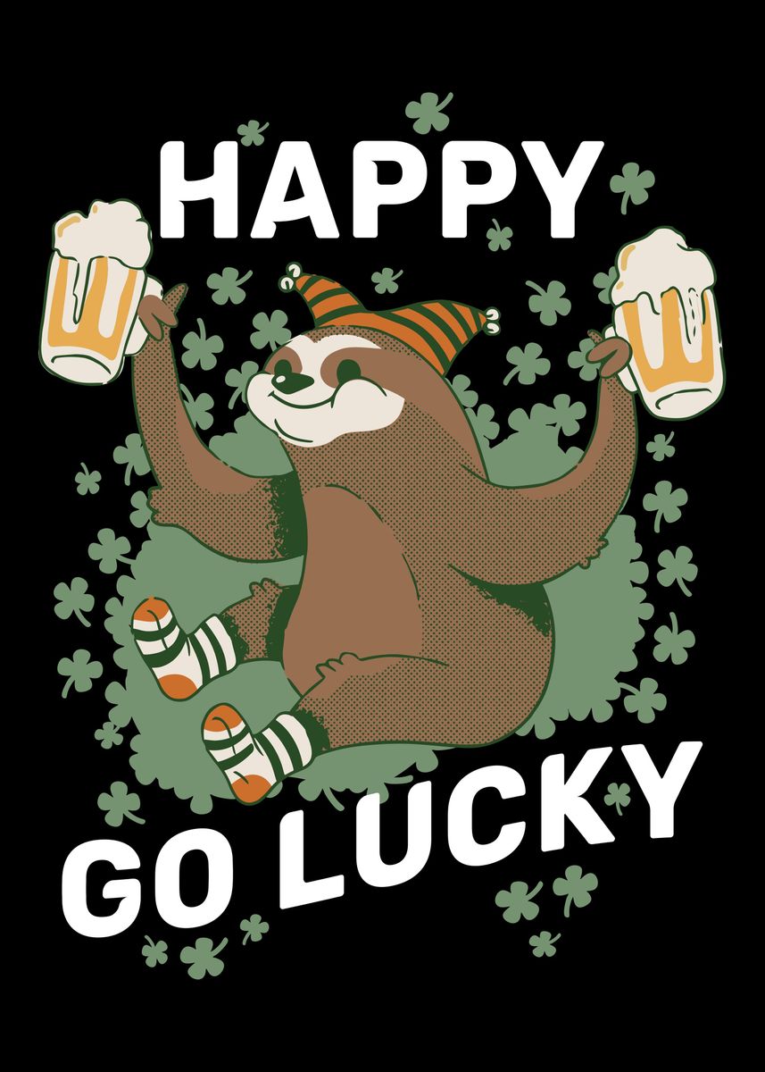 'Happy Go Lucky' Poster, picture, metal print, paint by CatRobot | Displate