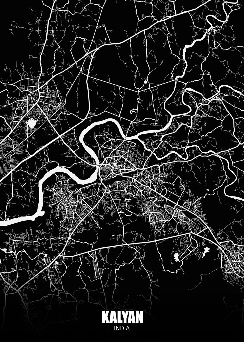 'Kalyan India Dark Map' Poster, picture, metal print, paint by Zake ...