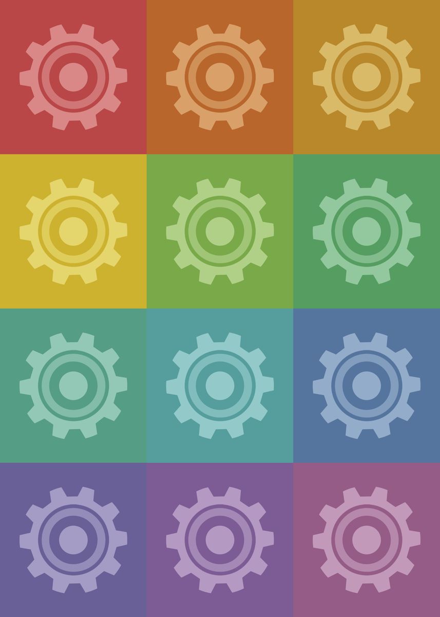 'Engineer Gears Pop Art' Poster, picture, metal print, paint by ...