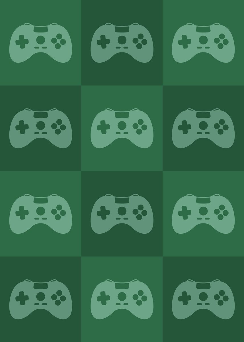 'Gamer Controllers Green' Poster by 84PixelDesign | Displate