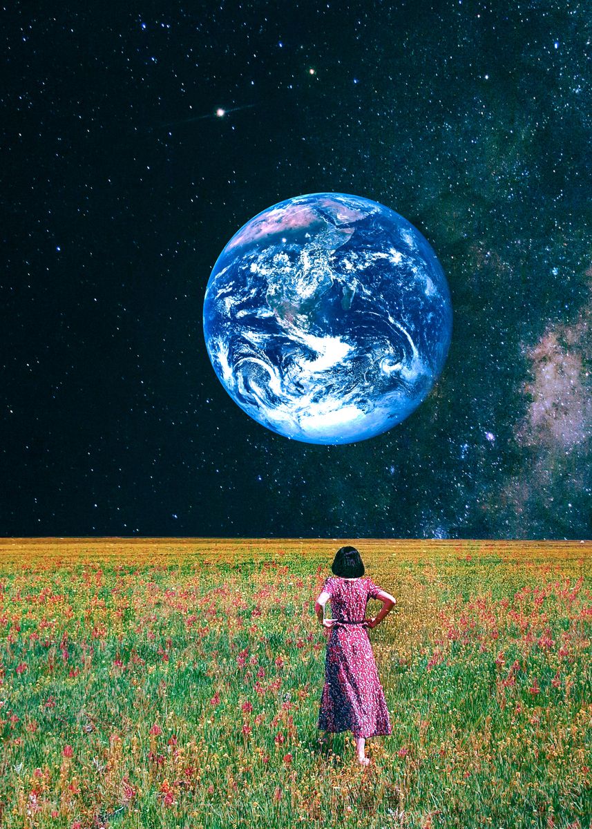 'Green Field in outer space' Poster, picture, metal print, paint by ...