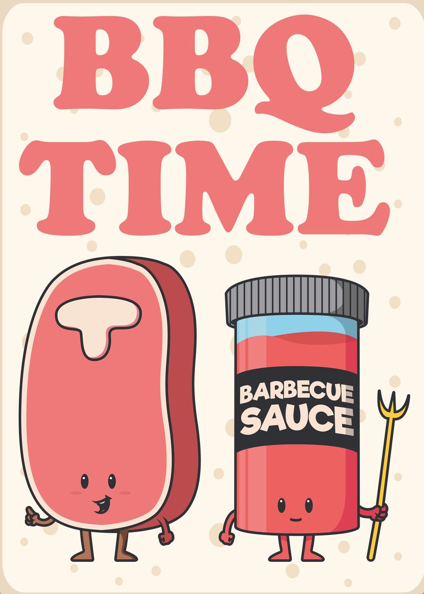 'BBQ TIME' Poster, picture, metal print, paint by NIZAM KHAN | Displate