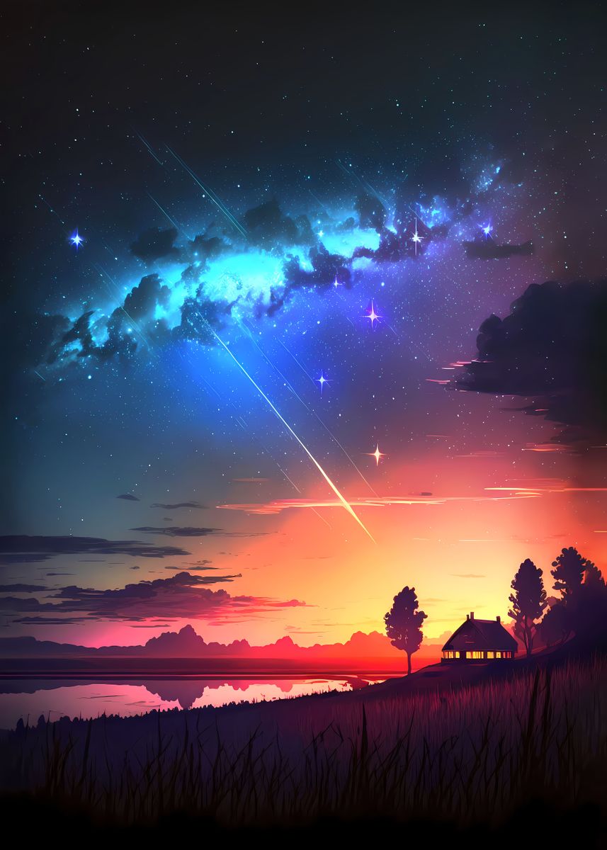 'Galactic Sunset Reverie' Poster, picture, metal print, paint by Luong ...