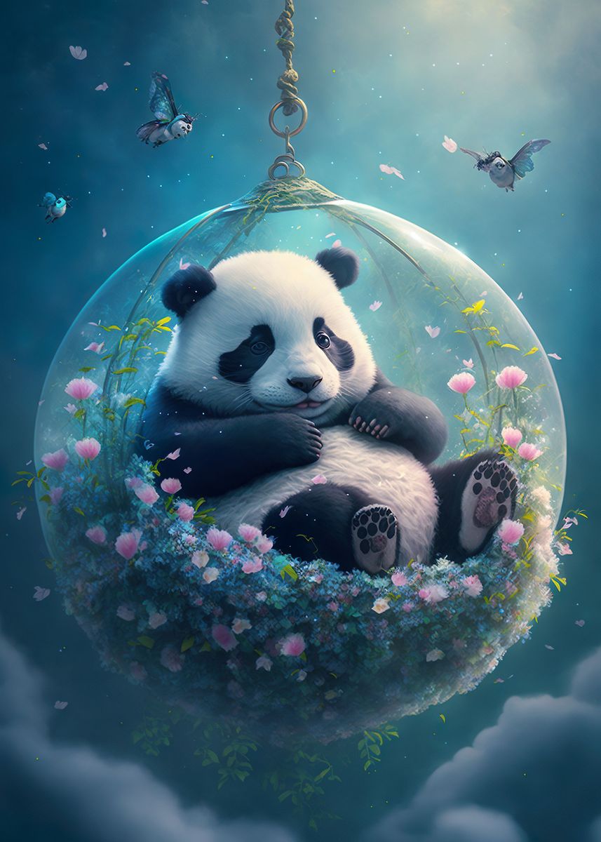 'Panda Naptime' Poster, picture, metal print, paint by Ilyrin | Displate