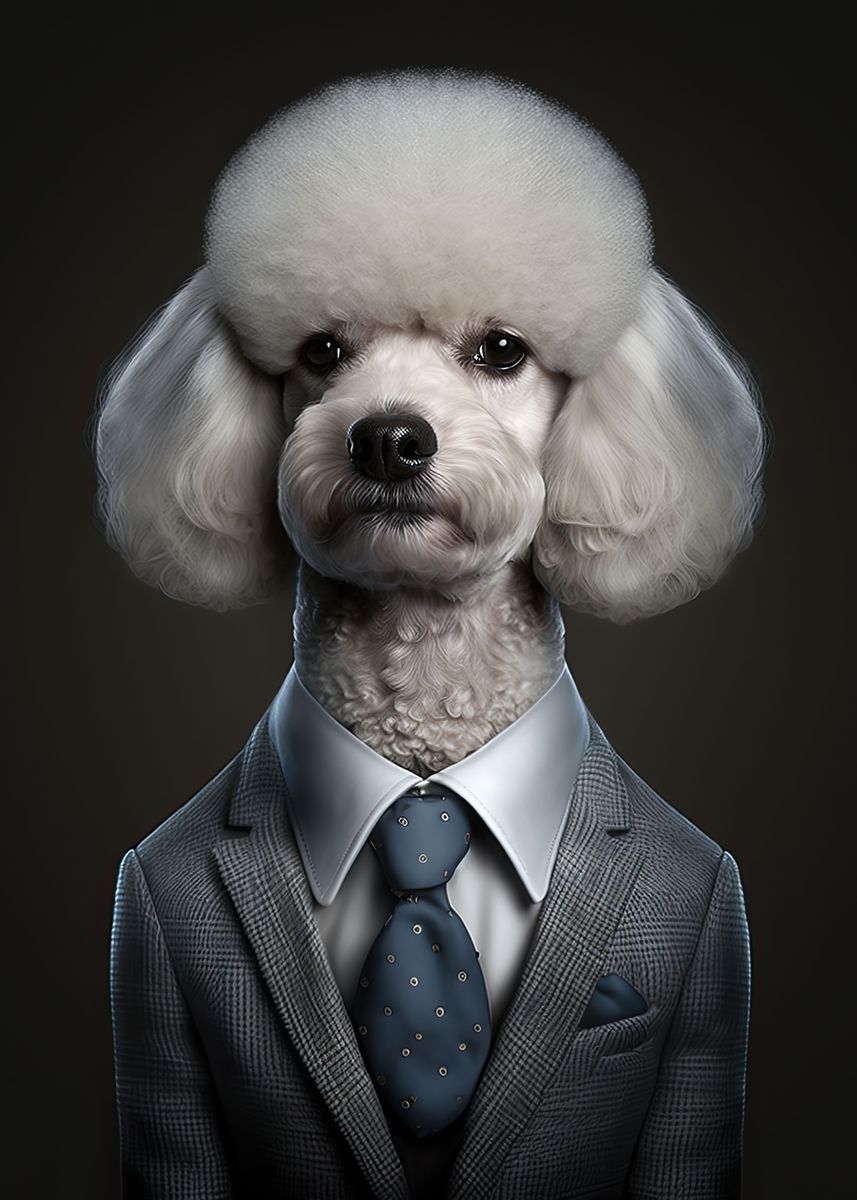 'Poodle in a Mens Suit ' Poster, picture, metal print, paint by PetPrints | Displate
