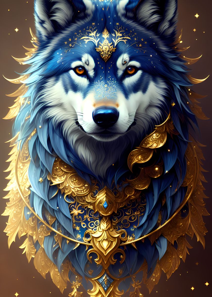 'Fantasy Art Wolf Portrait' Poster, picture, metal print, paint by ...
