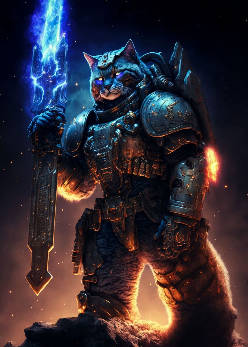 'Space Guardian Cat' Poster, picture, metal print, paint by XENOS ...