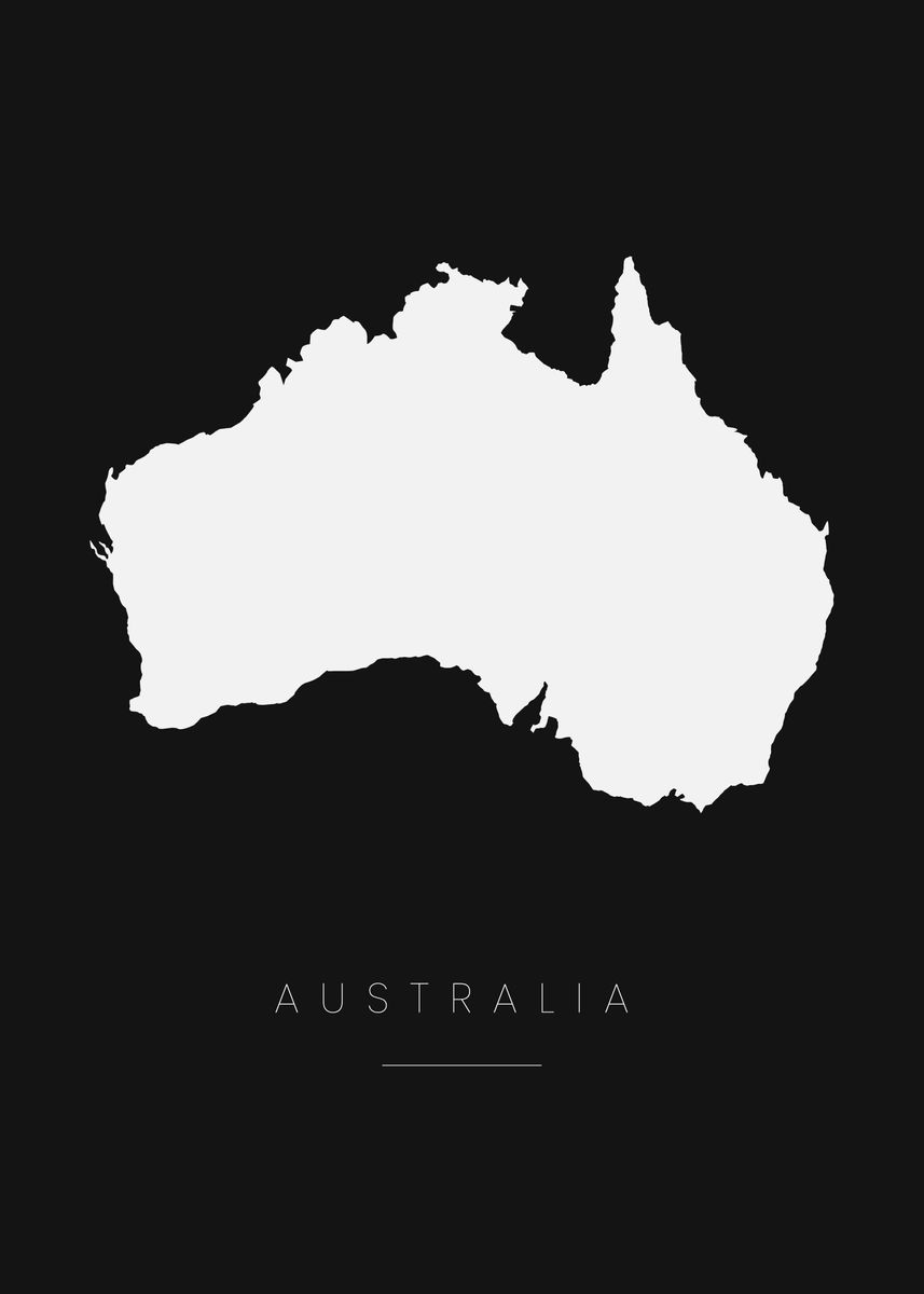 'Australian continent map' Poster, picture, metal print, paint by ...