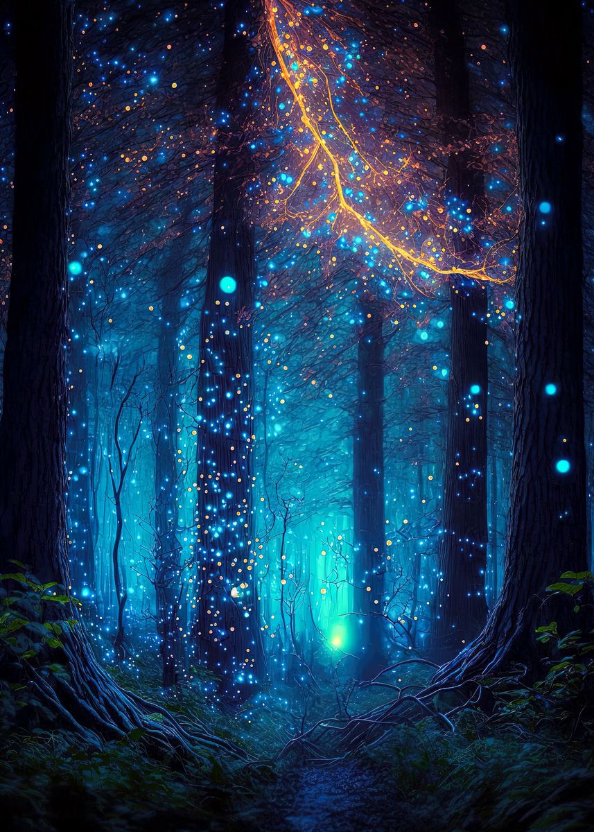 'Fantasy Magic Lights' Poster, picture, metal print, paint by ...