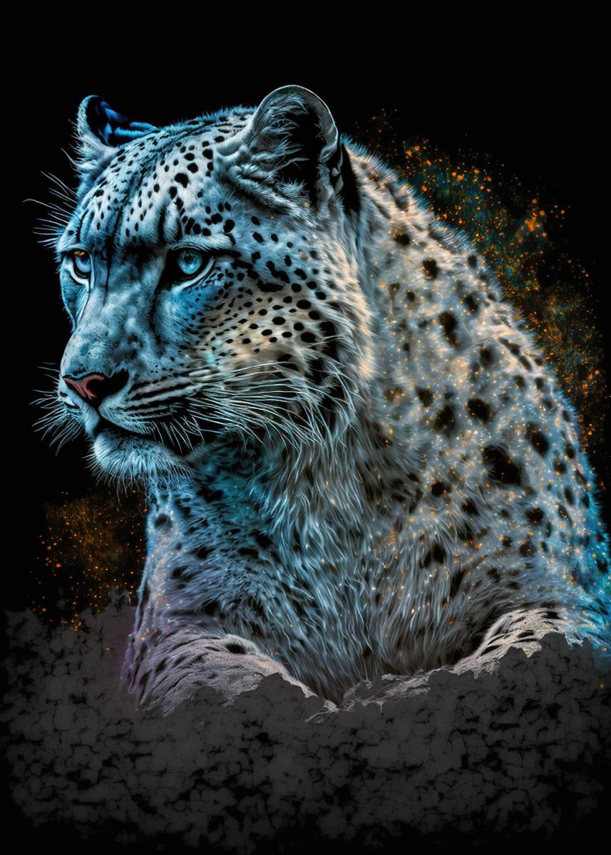 'Ghostly Snow Leopard' Poster, picture, metal print, paint by Wolf ...