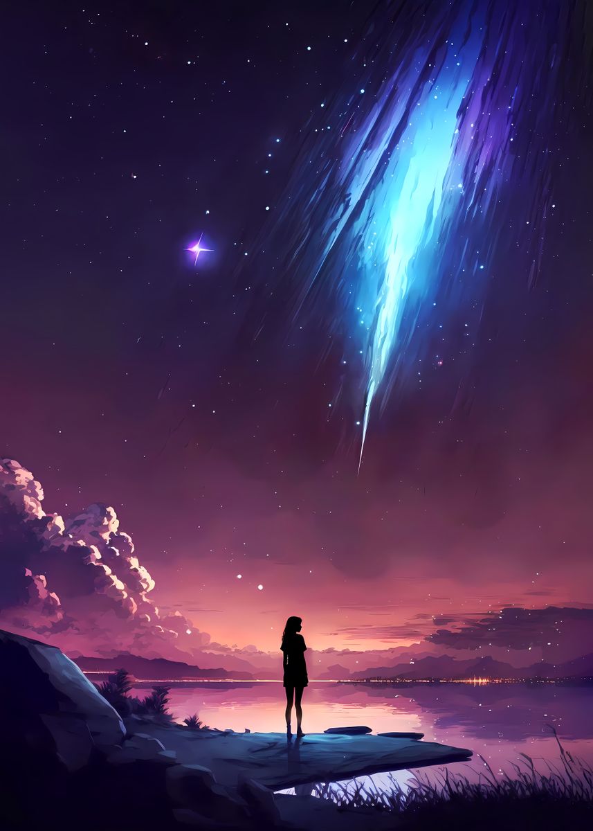 'Galactic Sunset Gaze' Poster, picture, metal print, paint by Luong ...