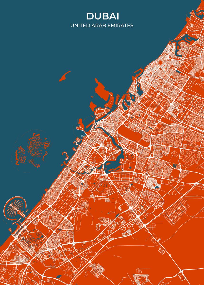 'Dubai Modern Map Art ' Poster, picture, metal print, paint by Omar ...