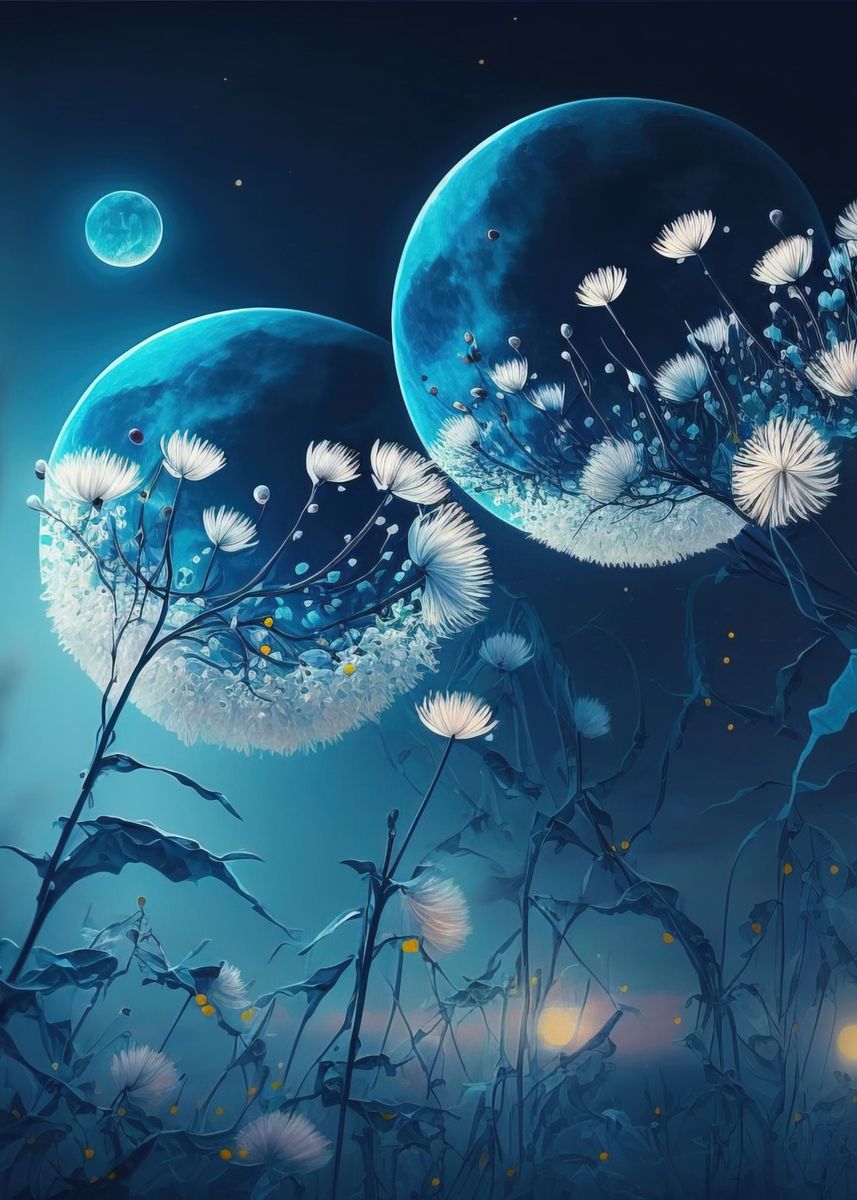 'Whimsical Dandelion Dreams' Poster, picture, metal print, paint by Ali Ch | Displate