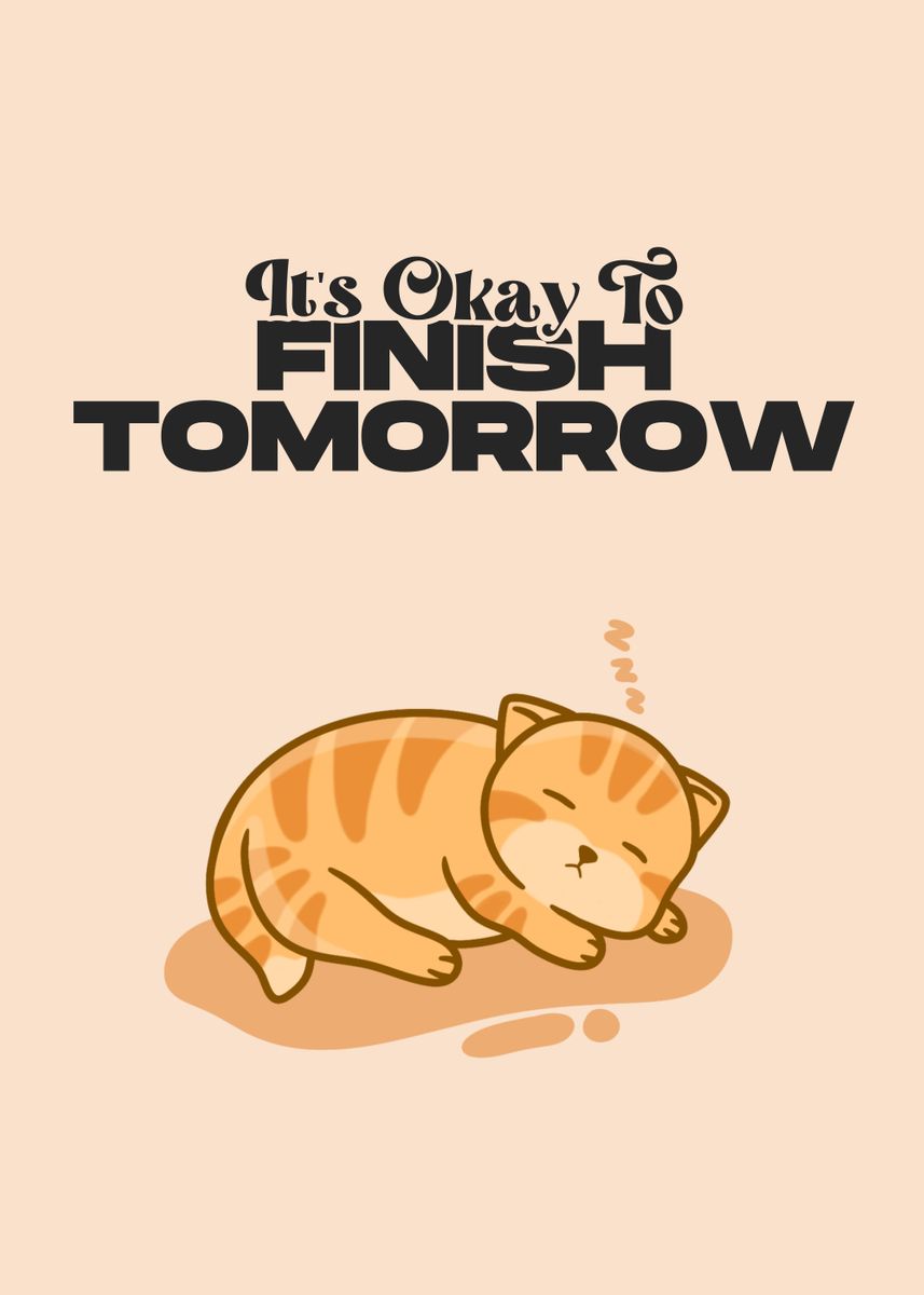 'Cute Cat Illustration Word' Poster, picture, metal print, paint by ...