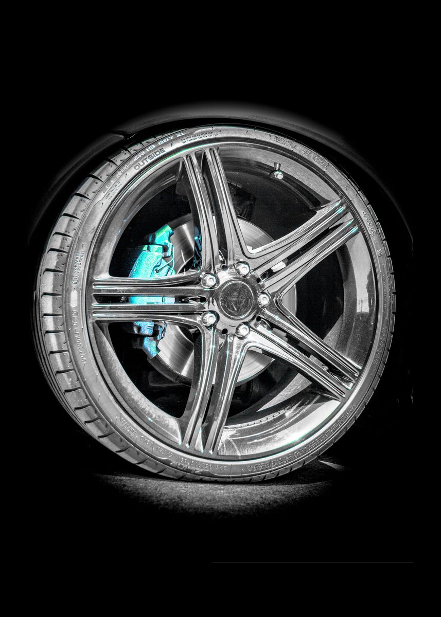'Car wheels with colored ' Poster, picture, metal print, paint by ...