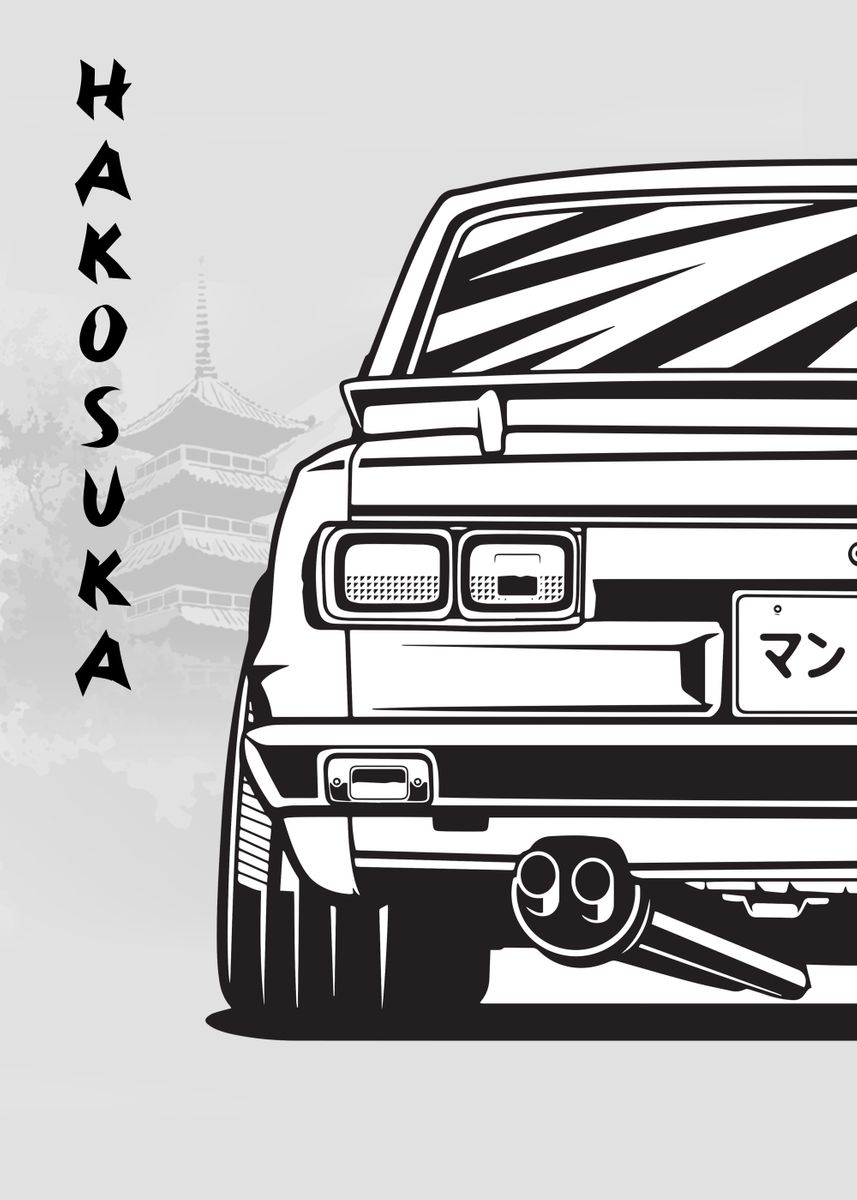 'Nissan hakosuka' Poster, picture, metal print, paint by artH | Displate