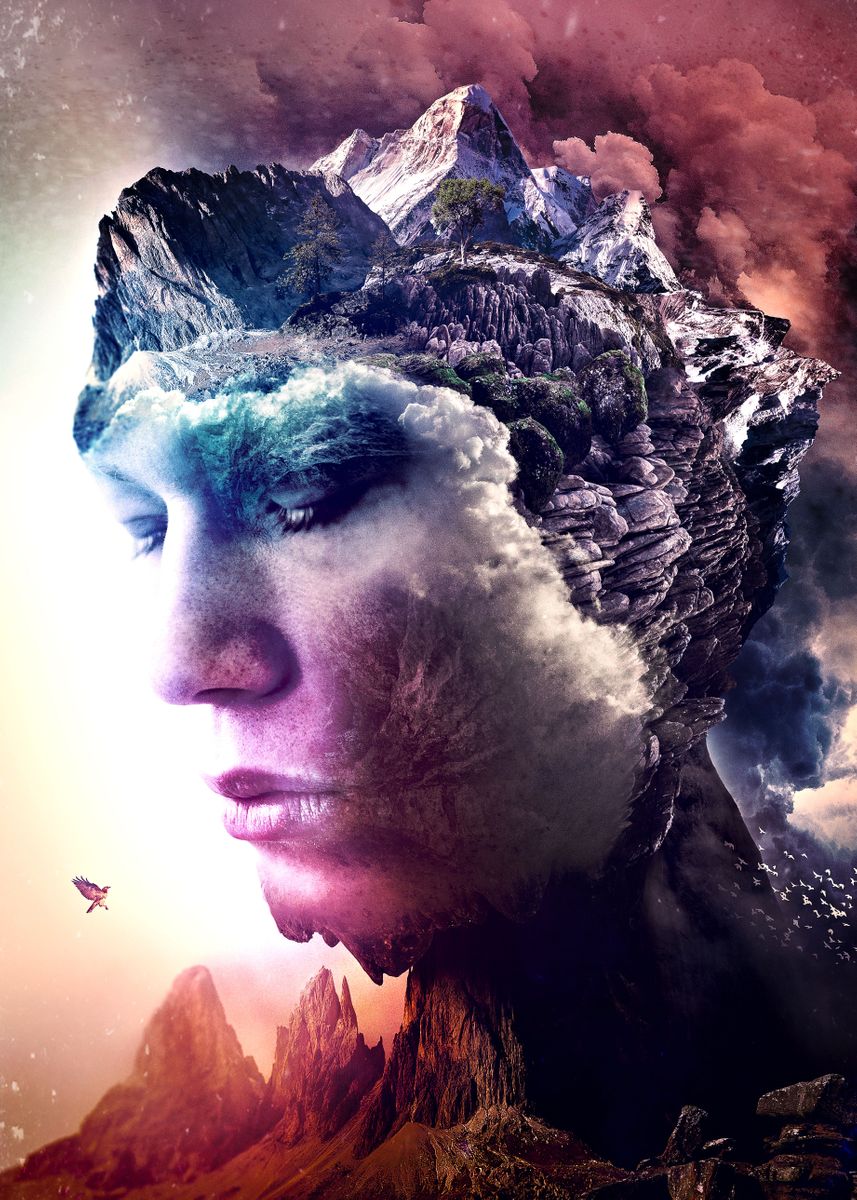 'Stone Face' Poster, picture, metal print, paint by Patryk Andrzejewski ...