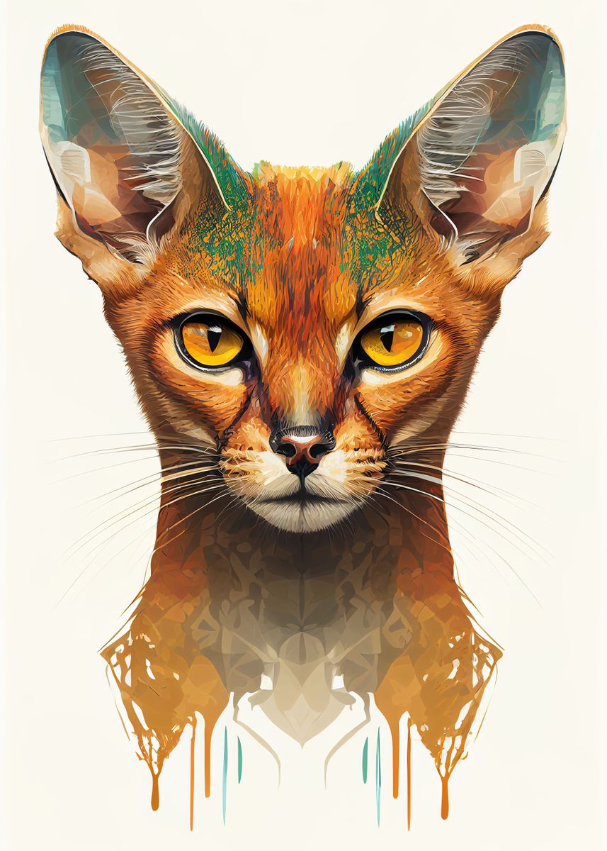 'Cute Abyssinian Cat Feline' Poster, picture, metal print, paint by ...