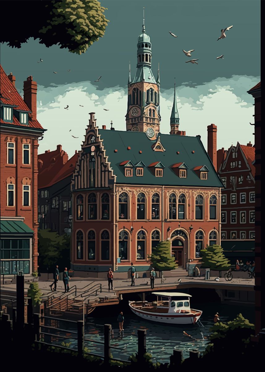 'Flensburg Pixel Art 02' Poster, picture, metal print, paint by M Art ...