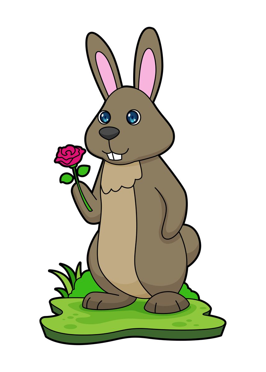 'Rabbit Rose Flower' Poster, picture, metal print, paint by Markus ...