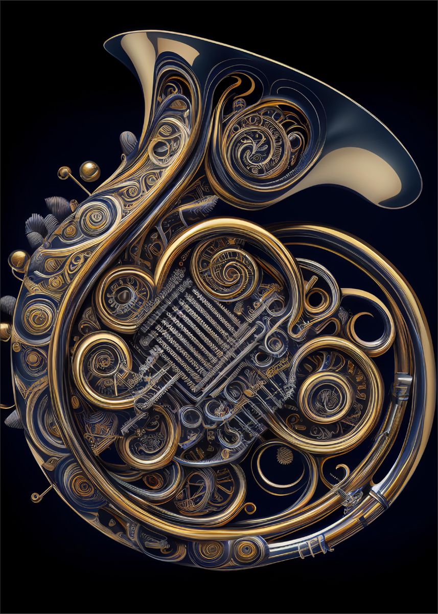 'French horn' Poster, picture, metal print, paint by Media Editing ...