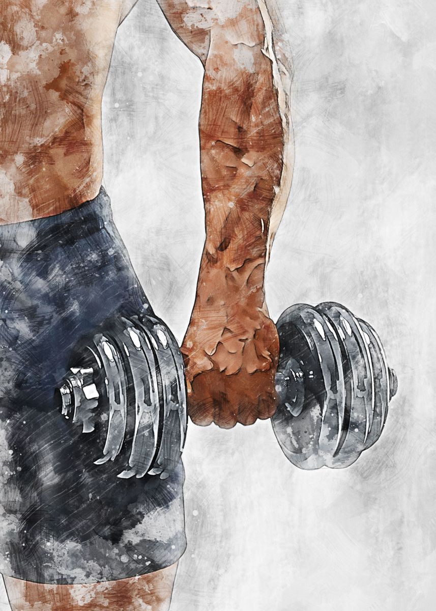 'Bodybuilding 3' Poster, picture, metal print, paint by Mateusz Ślemp ...