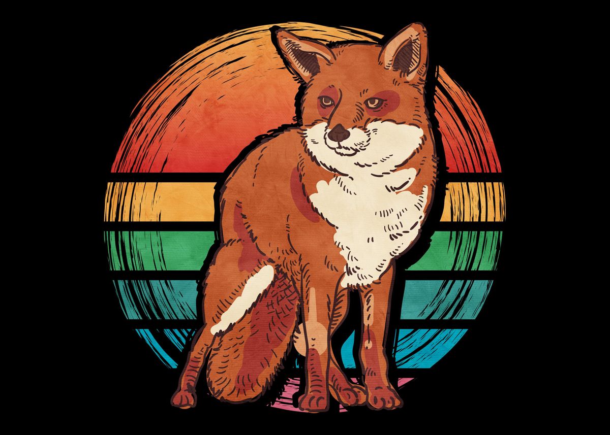 'Retro Fox' Poster by Hexor | Displate