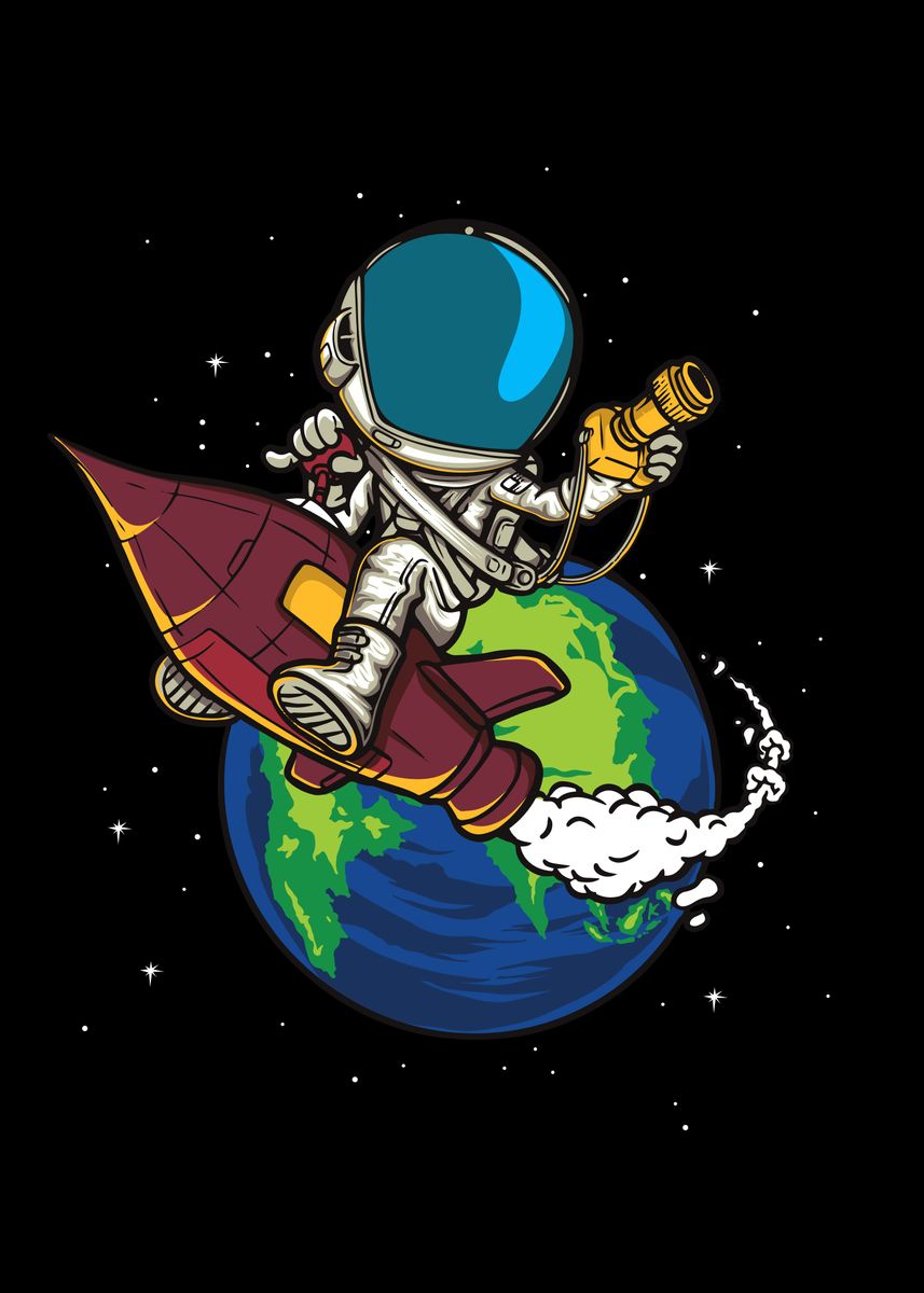 'Space explorer astronauts' Poster, picture, metal print, paint by ...