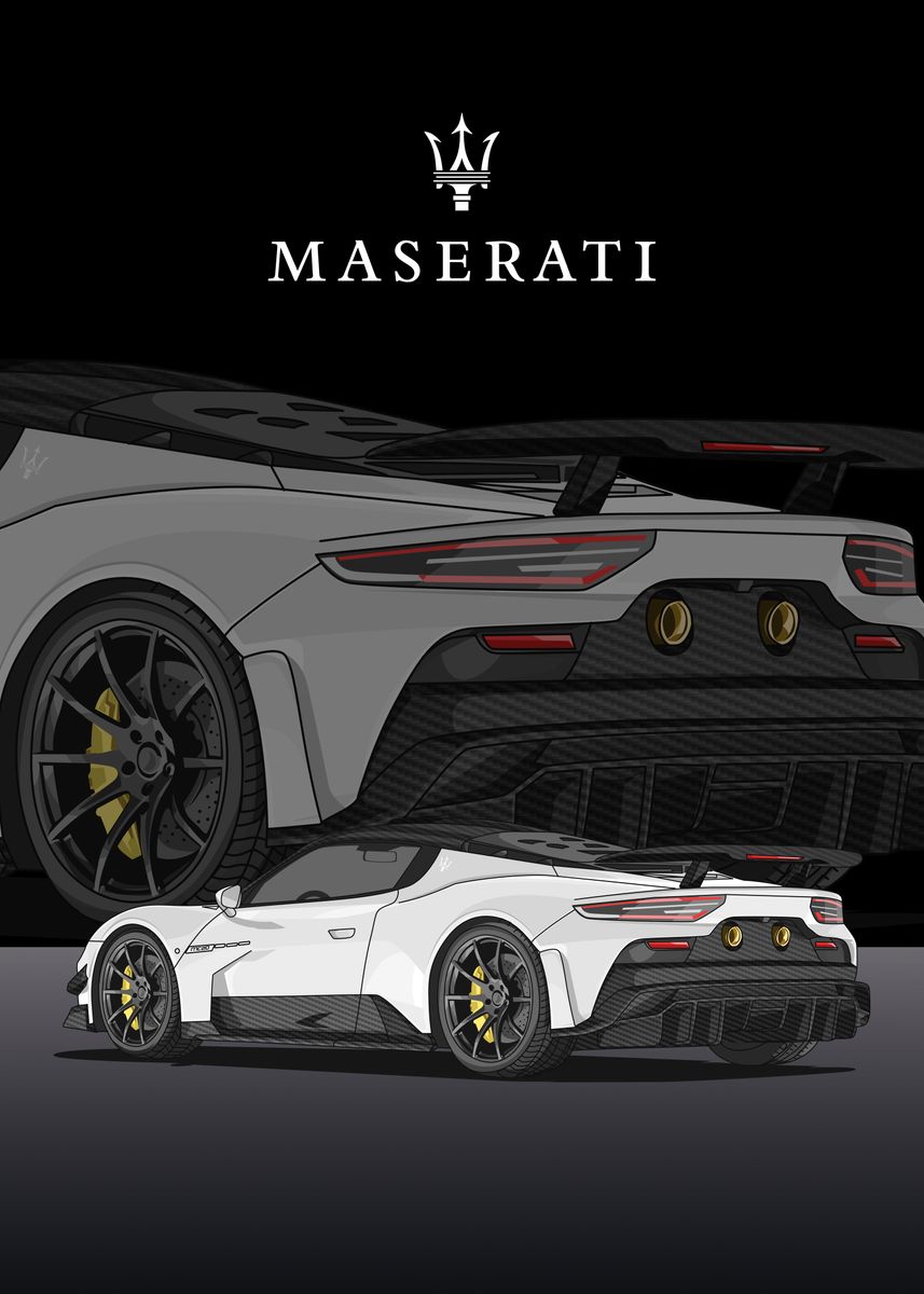 'maserati mc20 white' Poster by capture art | Displate
