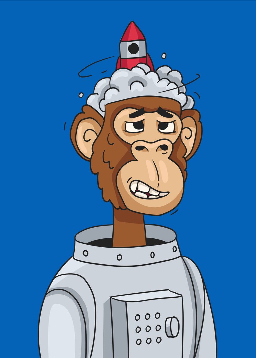 'Hand drawn nft style ape' Poster, picture, metal print, paint by Le ...