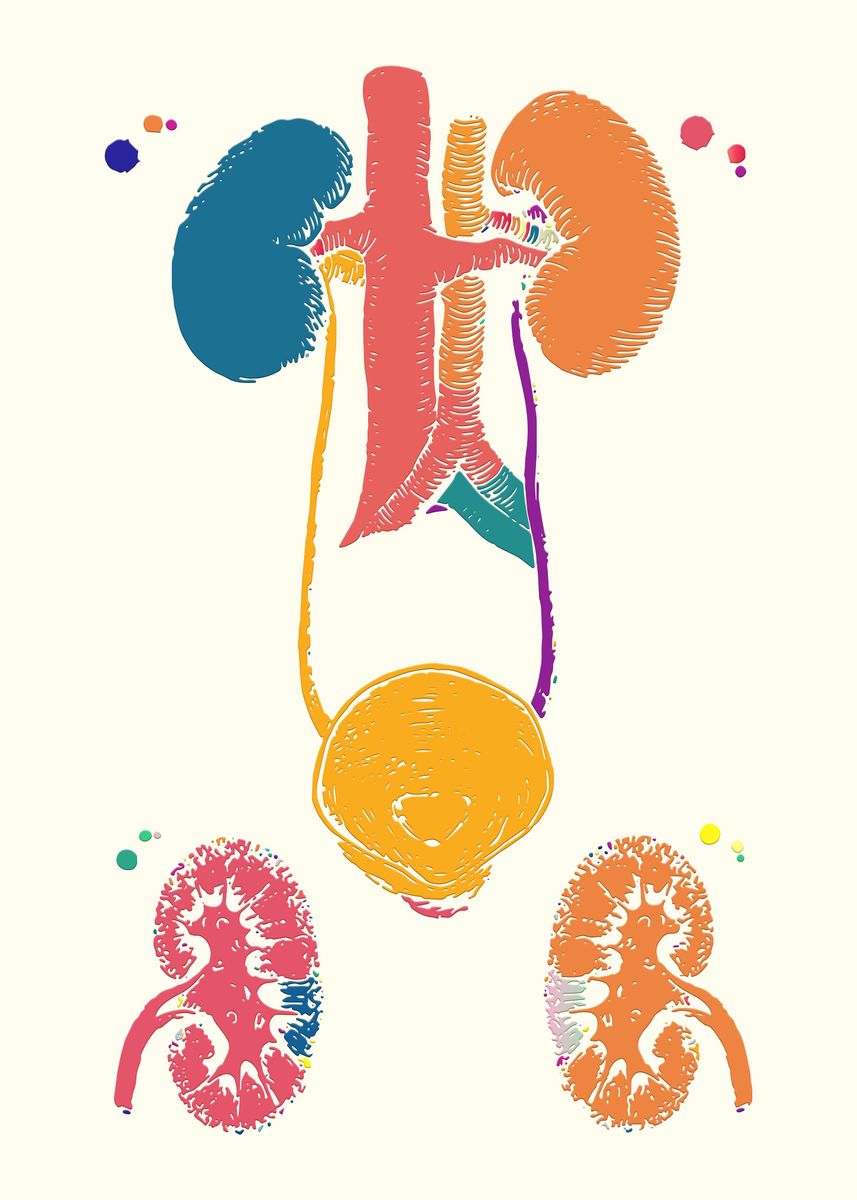 'Urinary Tract Anatomy' Poster, picture, metal print, paint by Dutton Jerrell | Displate