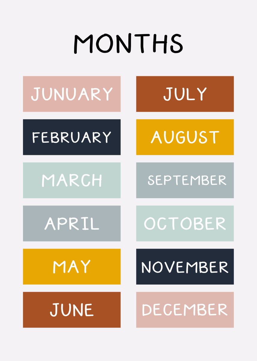 'Month decor kids' Poster, picture, metal print, paint by Muerller ...