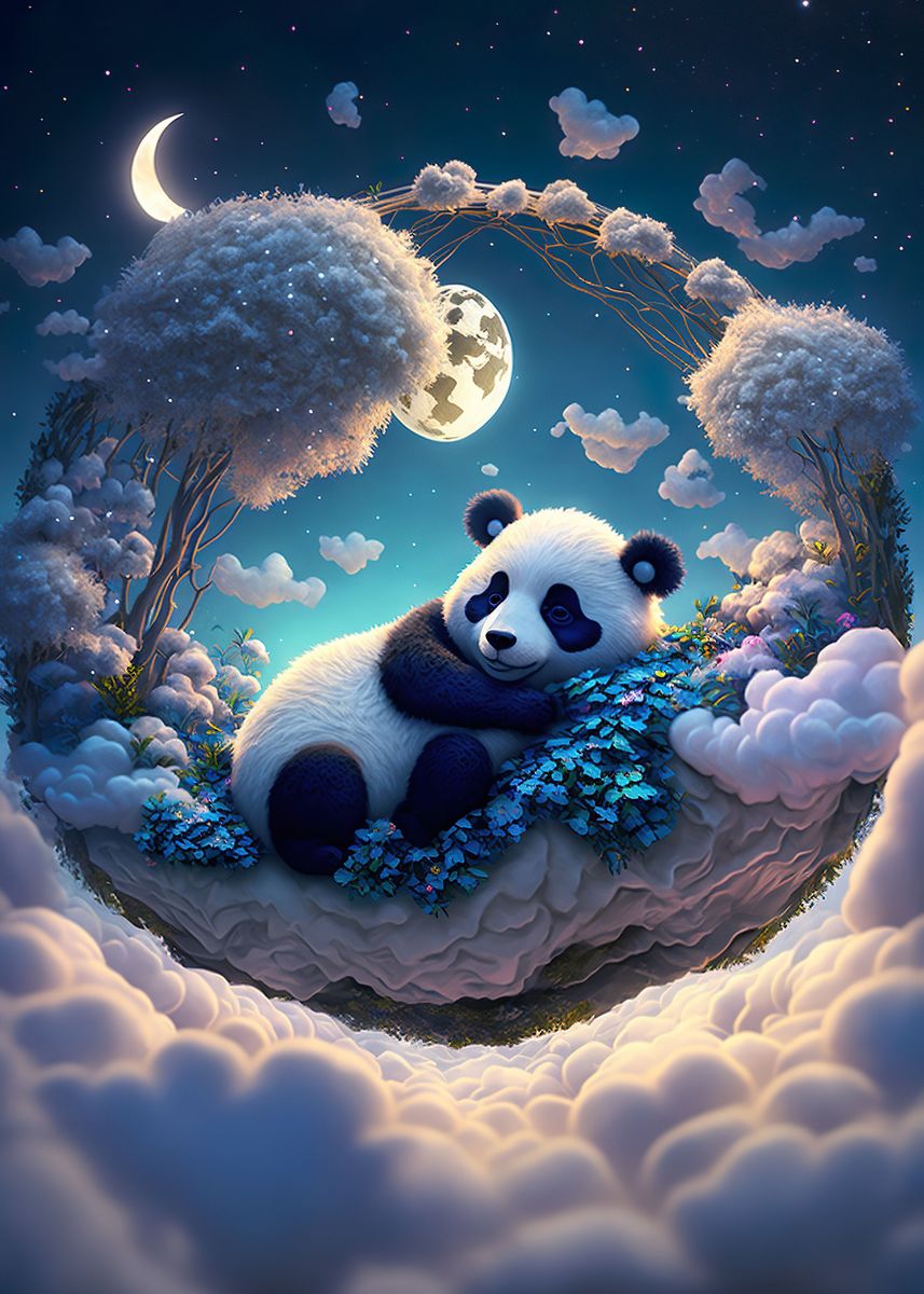 'The Mystic Panda' Poster, picture, metal print, paint by Ilyrin | Displate