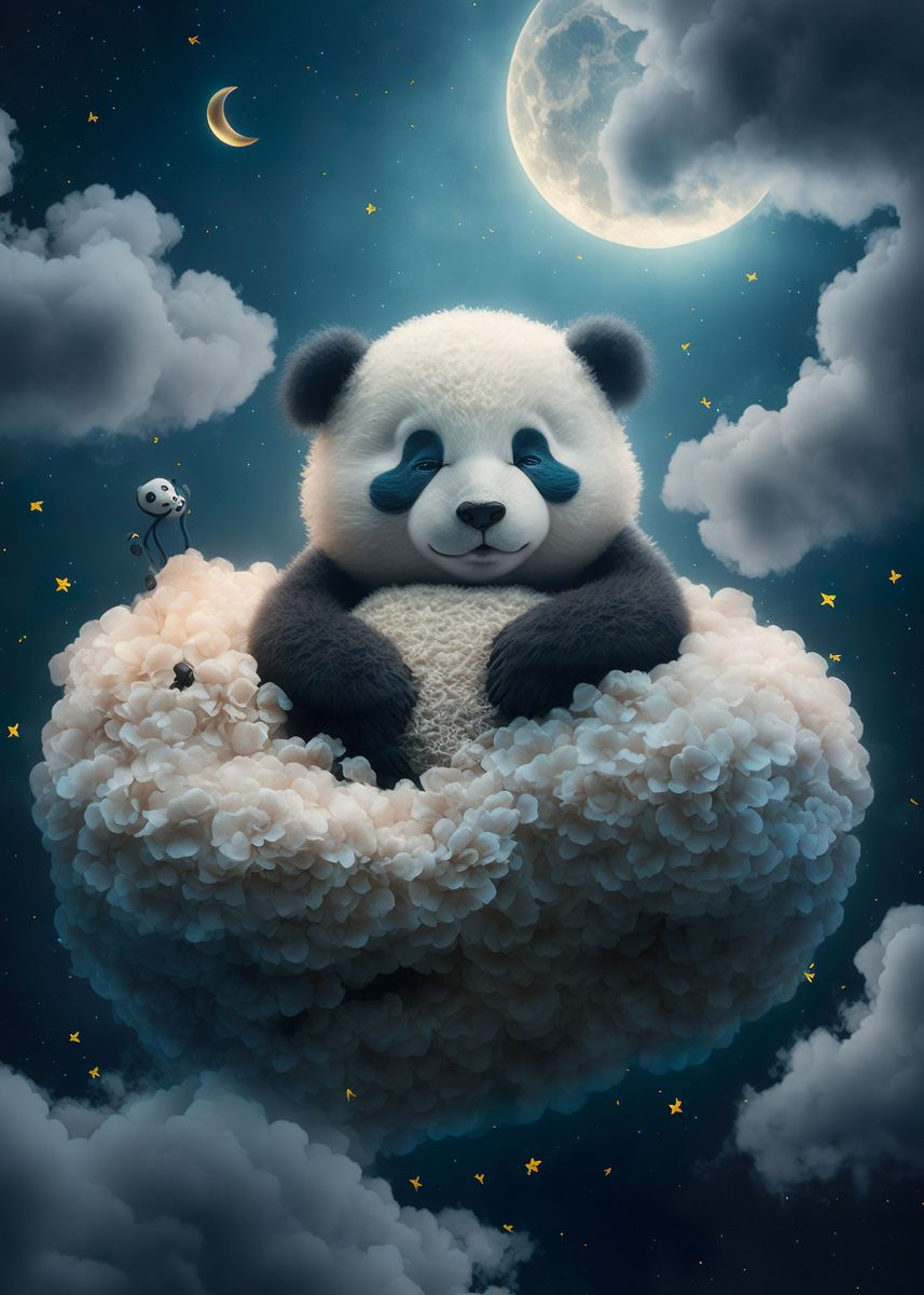 'Dreaming Panda' Poster, picture, metal print, paint by Ilyrin | Displate