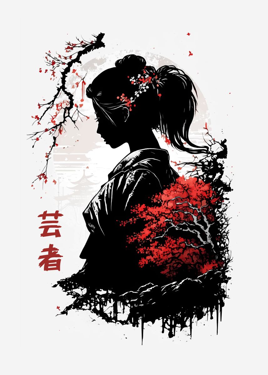 'Geisha Girl' Poster, picture, metal print, paint by Faissal Thomas ...