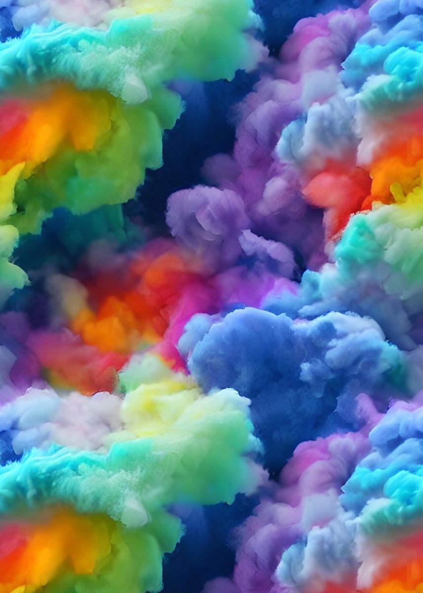 'Cotton Candy Rainbow Cloud' Poster, picture, metal print, paint by ...