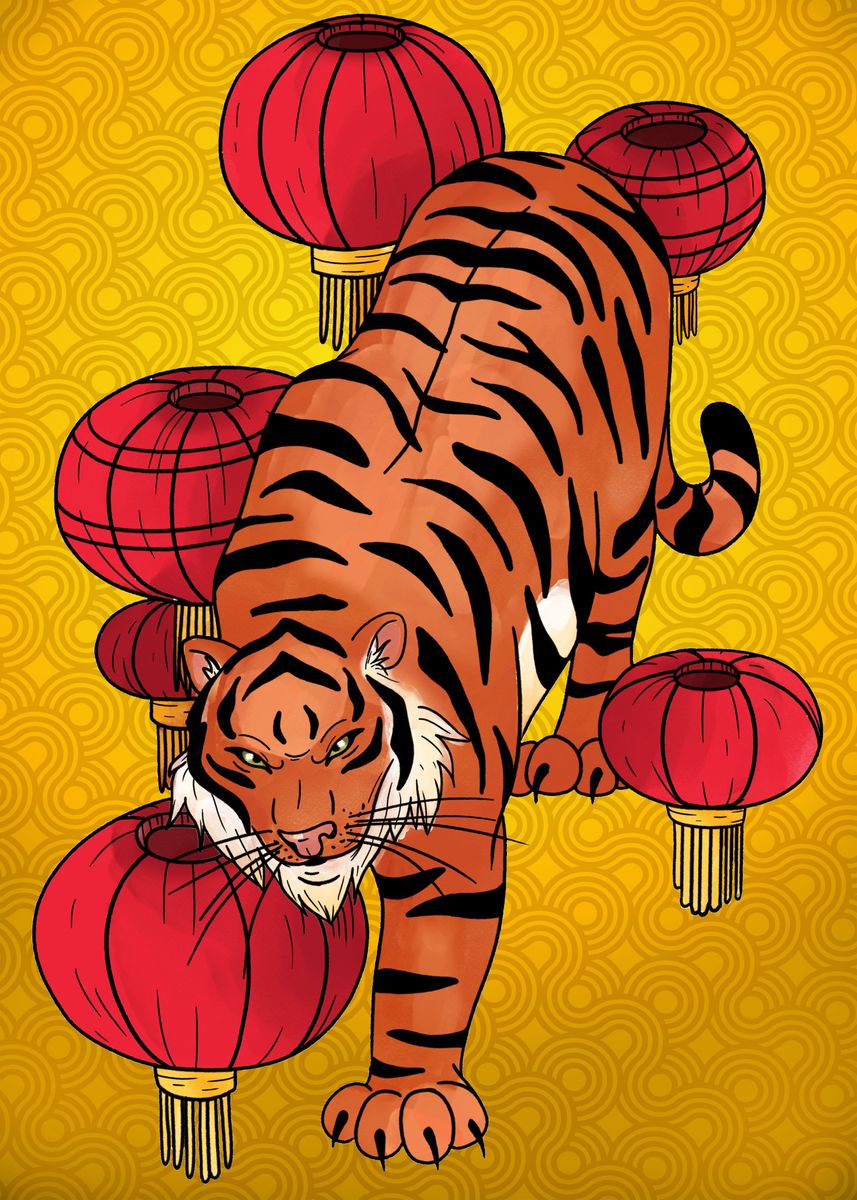 'Tiger New Year' Poster, picture, metal print, paint by NIZAM KHAN ...