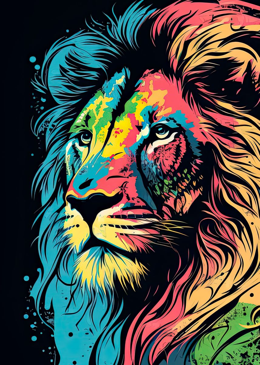 'Artistic Lion Head' Poster, picture, metal print, paint by RAWWR ...