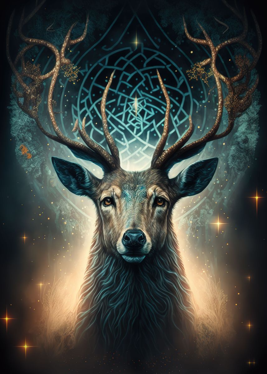'neon deer' Poster, picture, metal print, paint by Mr Newell | Displate