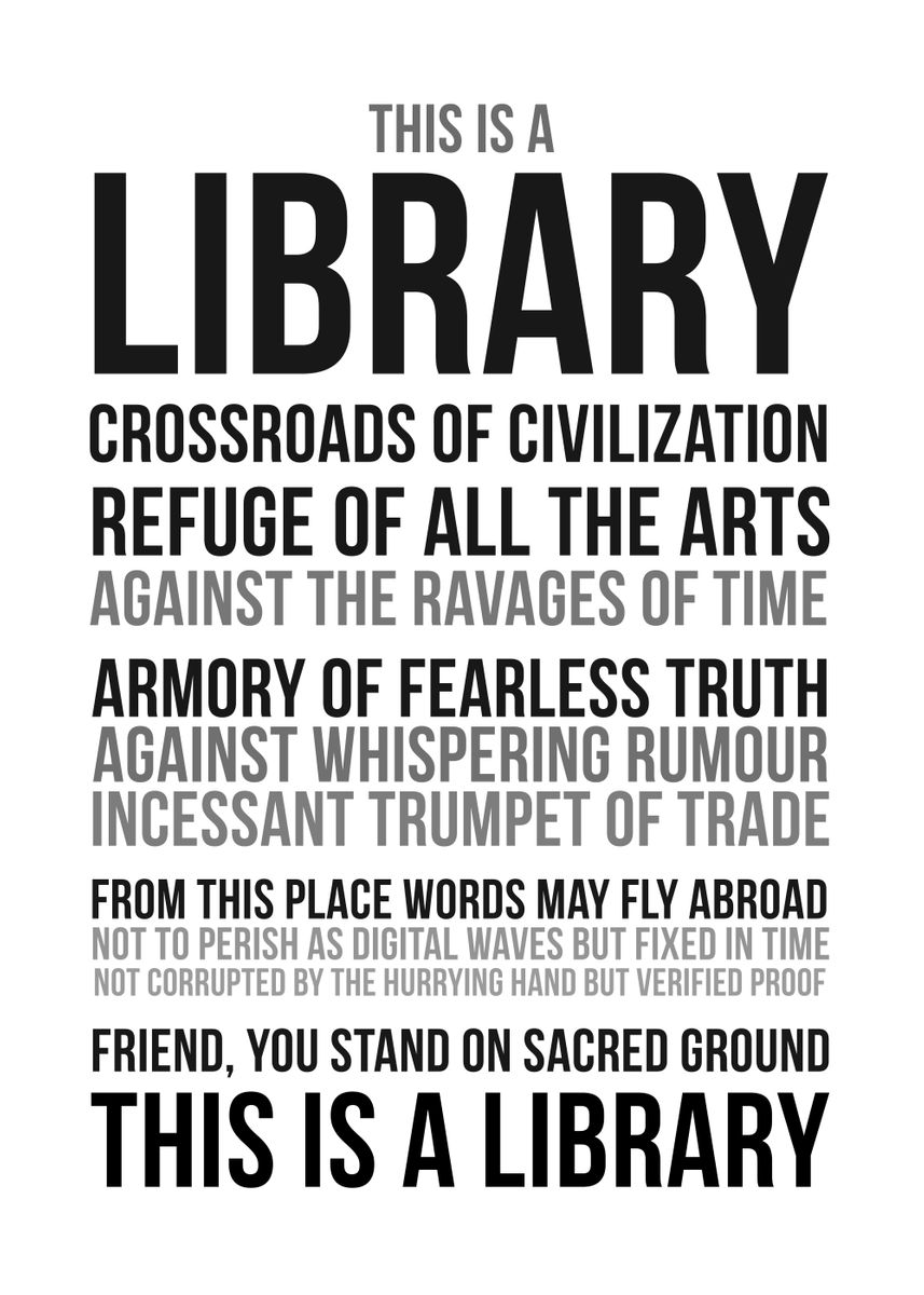 'Library rules' Poster, picture, metal print, paint by Motivation ...