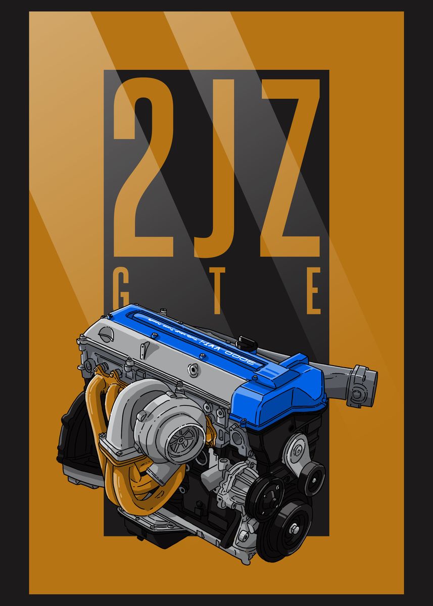 'SUPRA 2JZ Engine' Poster, picture, metal print, paint by ND Fat | Displate