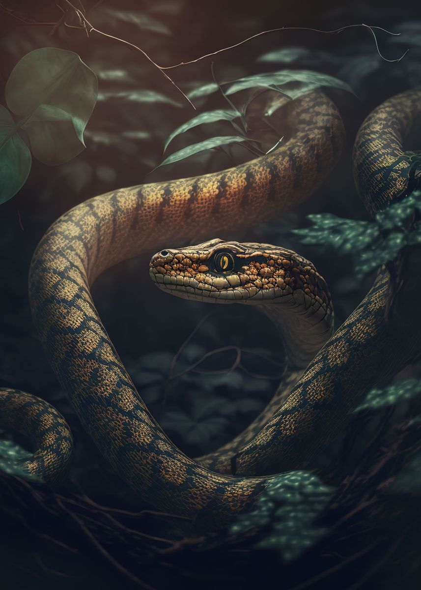 'Black Snake ' Poster, picture, metal print, paint by Rod Art | Displate